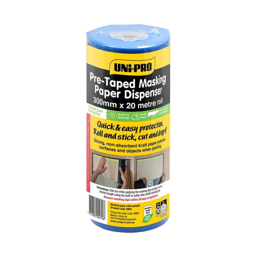 Uni Pro Masking Paper Dispenser Pre-Taped 300mm – Village Hardware