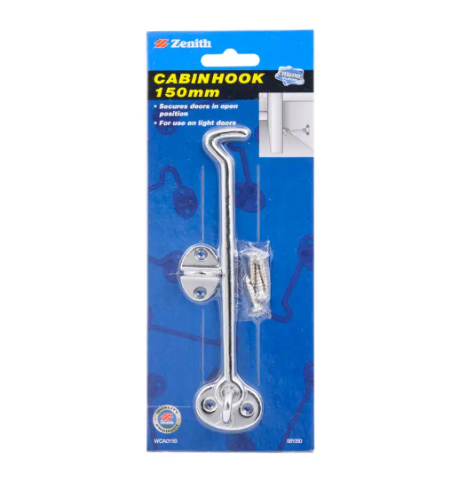 Zenith Cabin Hook Chrome Plated 150mm – Village Hardware