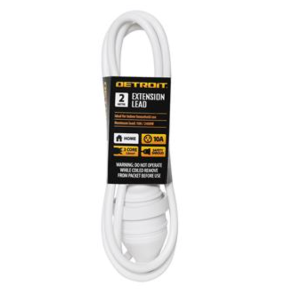 Detroit Extension Lead Domestic 10A 2m- White – Village Hardware